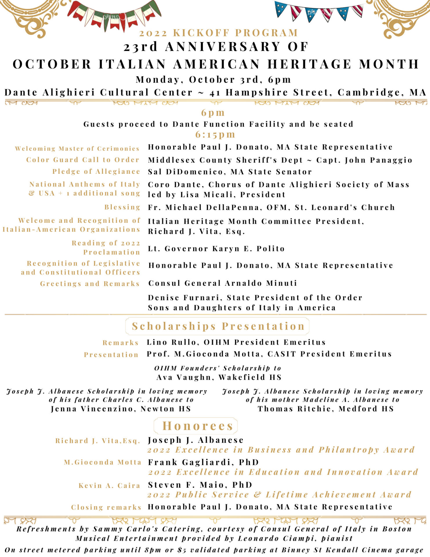 23rd Anniversary of October as Italian Heritage Month - Oct 3rd @Dante ...