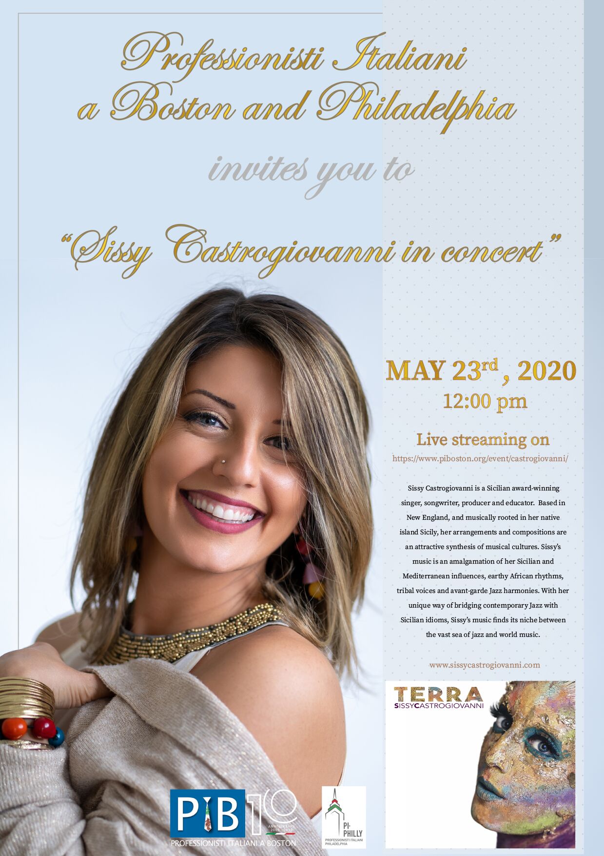 Sissy Castrogiovanni in Concert - May 23rd | PIB – Professionisti ...