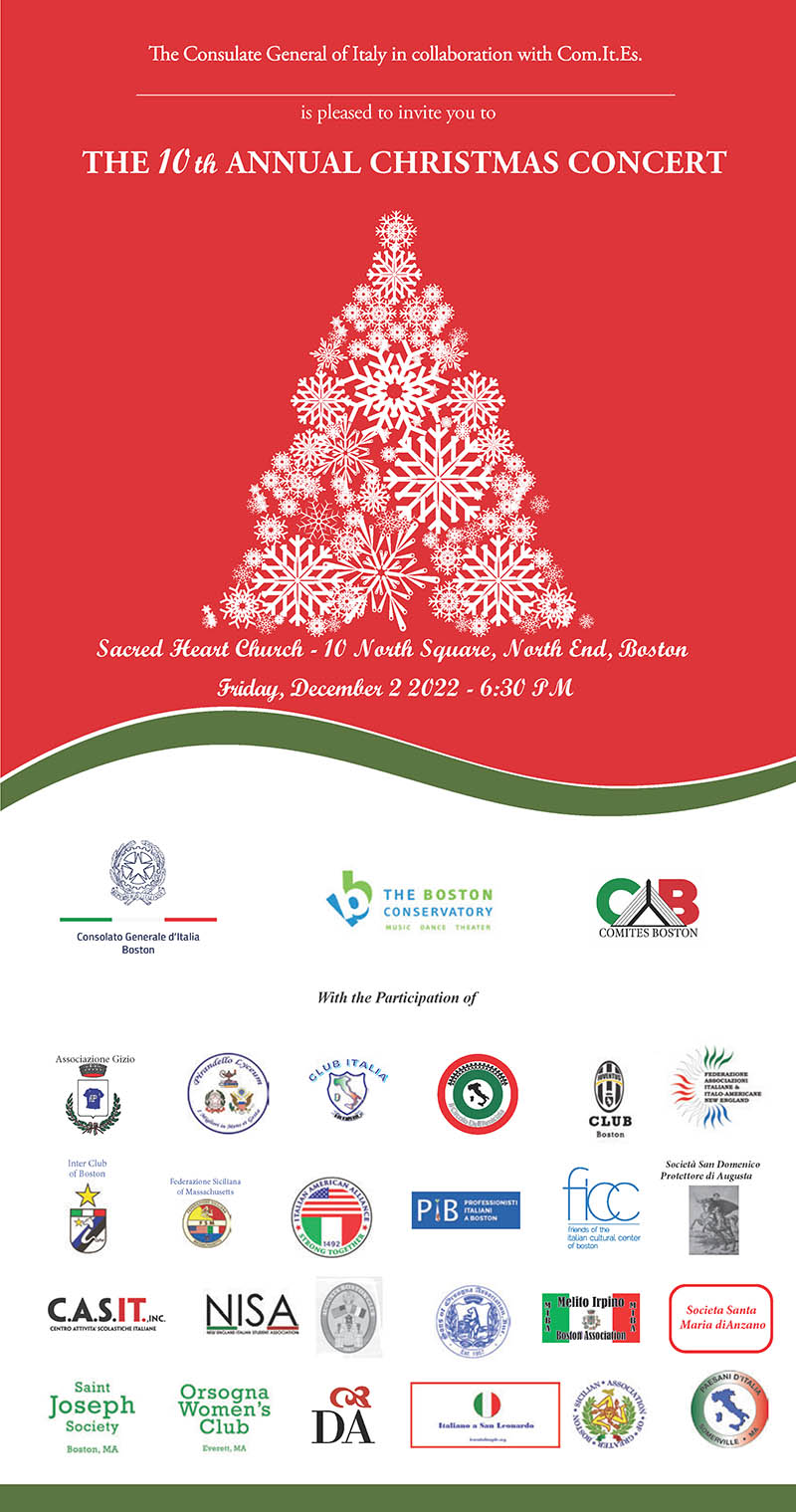 10th Annual Christmas Concert - Dec 2nd | PIB – Professionisti Italiani a Boston